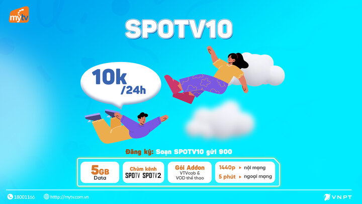 SPOTV10: Gói cước data VinaPhone giá 10k siêu hấp dẫn